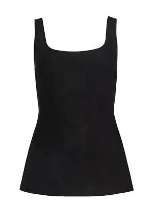 HIGH SPORT Polka Dot Square Neck Top - Black