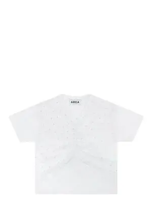 AREA Crystal Embellishment Ruched Top - White