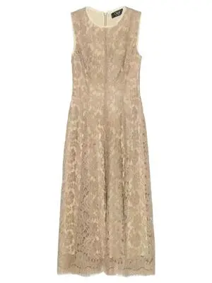 CLIPS Flower Lace Midi Dress - Neutrals