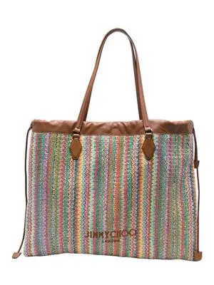JIMMY CHOO Raffia Chevron Knit Tote Bag - Brown