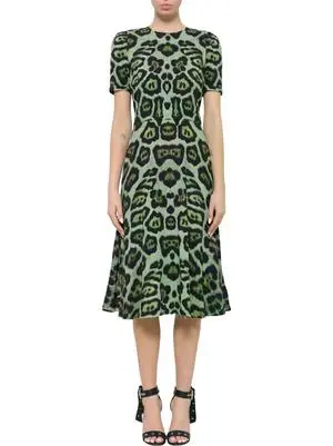 Givenchy Leopard Print A-line Dress - Green