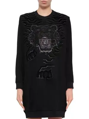 Kenzo Tiger Motif Jumper Dress - Black