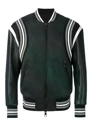 Neil Barrett Striped Trim Bomber Jacket - Black