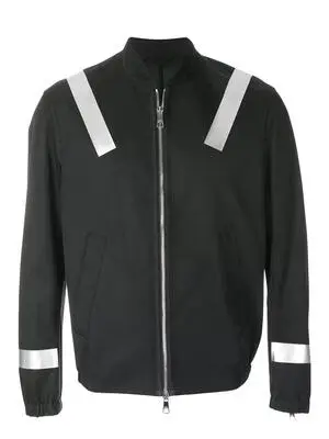 Neil Barrett Silver-tone Reflective Stripe Bomber Jacket - Black