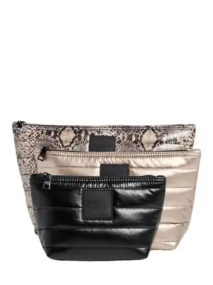 THINK ROYLN Travel Trio Pouches - Python/pearl Cashmere/black