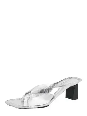 MAISON MARGIELA Metallic Leather Thong Sandals - Silver