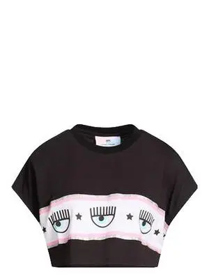 CHIARA FERRAGNI CHIARA FERRAGNI Cotton Cropped T-shirt Black