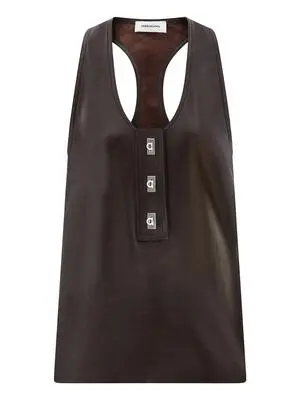 FERRAGAMO Nappa Leather Racerback Vest With Hug Buckles - Brown