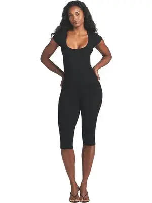 SKIMS Refined Knit Scoop Neck Cap Sleeve Top - Obsidian