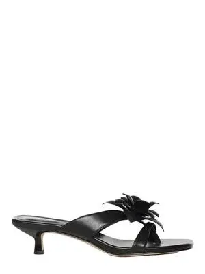 Michael Kors Jacie Floral-appliqué Kitten-heel Sandals - Black