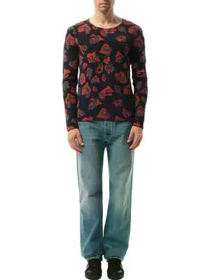 LANVIN Leopard Jacquard Raw-edge Sweater - Blue
