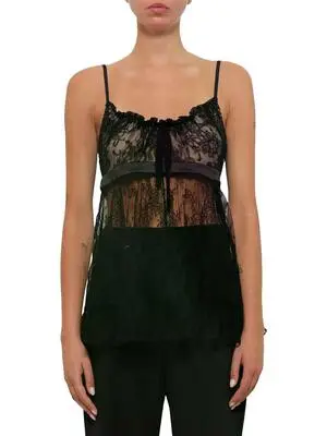 Alexander McQueen Lace-trimmed Tie-detail Camisole - Black