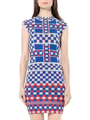 Alexander McQueen Check Pattern Dress - Blue