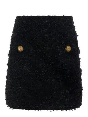 Balmain High-waisted Tweed Skirt - Black