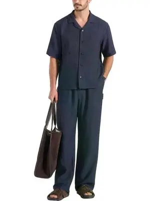 Manière De Voir Addison Textured Drawstring Trousers - Blue
