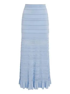Sandro Pointelle Maxi Skirt - Blue