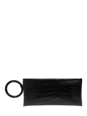TOM FORD Aura' Crocodile Embossed Leather Clutch With Hoop Handle - Black