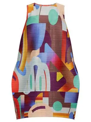 Issey Miyake Multicolor Abstract Print A-line Mini Dress - Multicolour