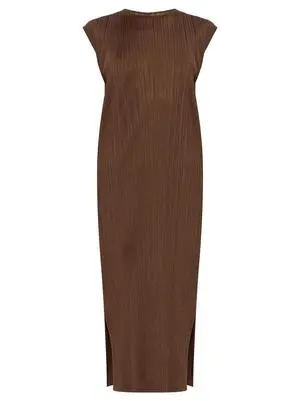 Issey Miyake Sleeveless Midi Dress - Brown