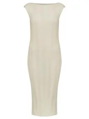Issey Miyake Sleeveless Pleated Midi Dress - Cream