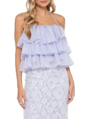 PETAL & PUP Taelya Flounce Halter Top - Blue