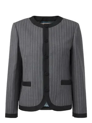 Valentino Garavani Pinstripe Virgin Wool Jacket - Grey