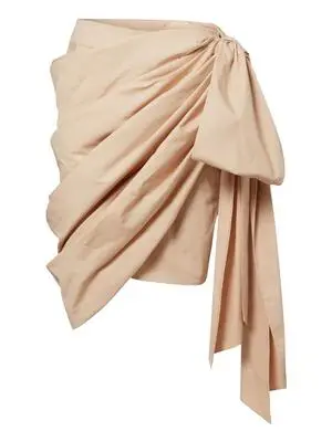 Chloé Cotton Poplin Midi Skirt With Bow Detail - Beige