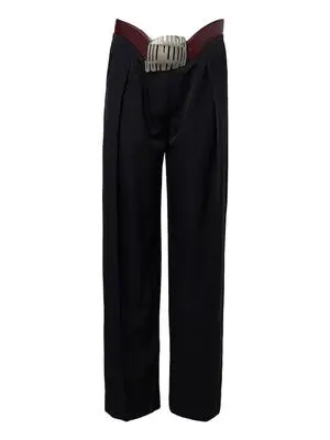 JEAN PAUL GAULTIER Wool Wide-leg Trousers - Black