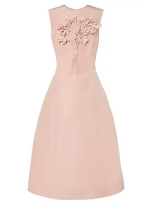 Oscar De La Renta Embroidered Silk Cocktail Dress - Pink