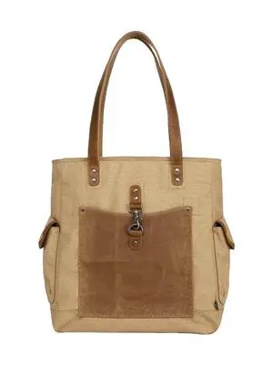 TSD BRAND Valley And Sky Spacious Adventure Tote - Khaki