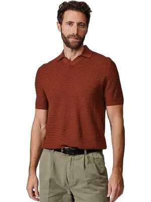 AUBIN Alford Textured Cotton Polo Shirt - Rust