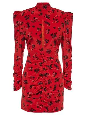 Alessandra Rich Floral Silk Mini Dress - Red