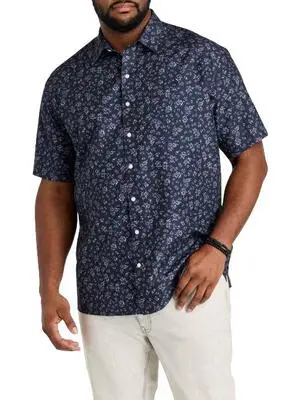 HARBOR BAY BY DXL Big & Tall Microfiber Floral Sport Shirt V2 - Black