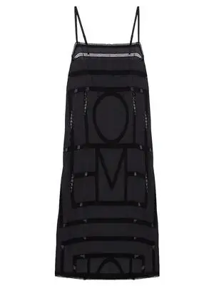 TOTEME Embroidered Silk Midi Dress - Black