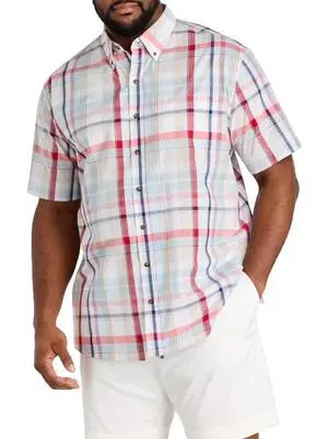 HARBOR BAY BY DXL Big & Tall Easy-care Large Plaid Sport Shirt V7 - Multi
