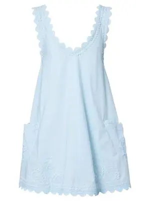 JULIET DUNN Embroidered Cotton Minidress - Blue