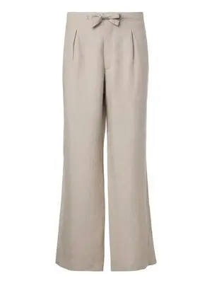 STOFFA Undyed Taupe Linen Straight Leg Pants - Brown