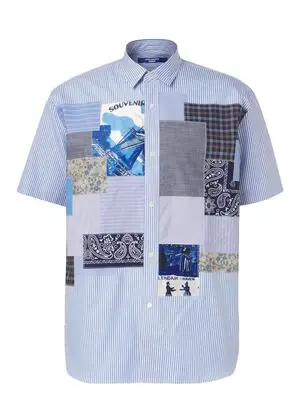 Junya Watanabe Patchwork Striped Cotton Shirt - Blue