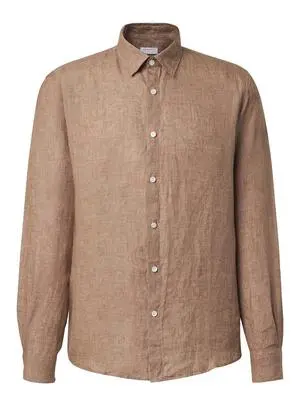 Sunspel Linen Shirt - Brown