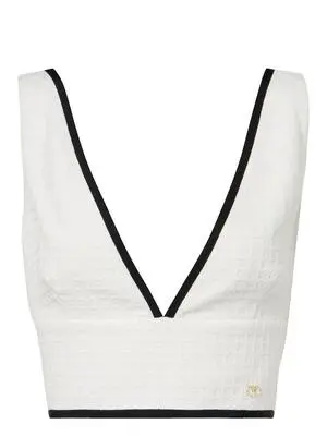 Valentino Garavani Cotton Tweed Crop Top - White