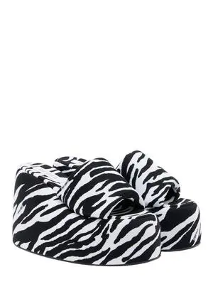 Attico Zebra-print Platform Slides - Black