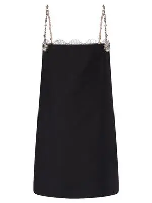Valentino Garavani Crepe Couture Embellished Lace-trimmed Mini Dress - Black