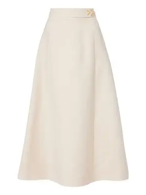 Valentino Garavani Valentino Vgold Crepe Couture Midi Skirt White