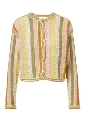 Zimmermann Indra Striped Crochet Cotton Cardigan - Multicoloured