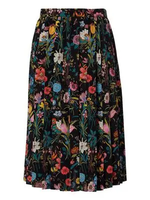 Gucci Flora Pleated Silk Midi Skirt - Multicoloured