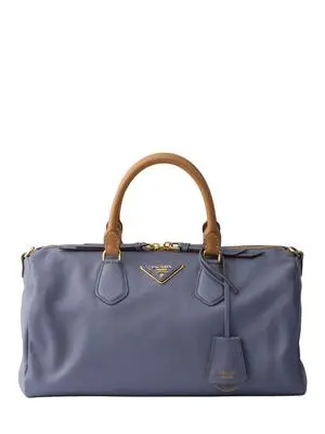 Prada Large Leather Top-handle Bag - Blue
