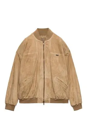 Prada Suede Zip-up Jacket - Neutral