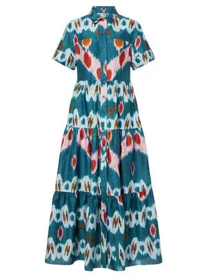 Erdem Printed Tiered Cotton Shirt Dress - Multicoloured