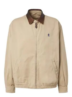 Prada Cotton Blouson Jacket With Leather Trim - Beige