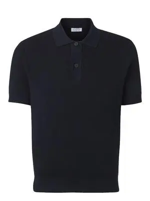 Sunspel Ribbed-knit Cotton Polo Shirt - Blue